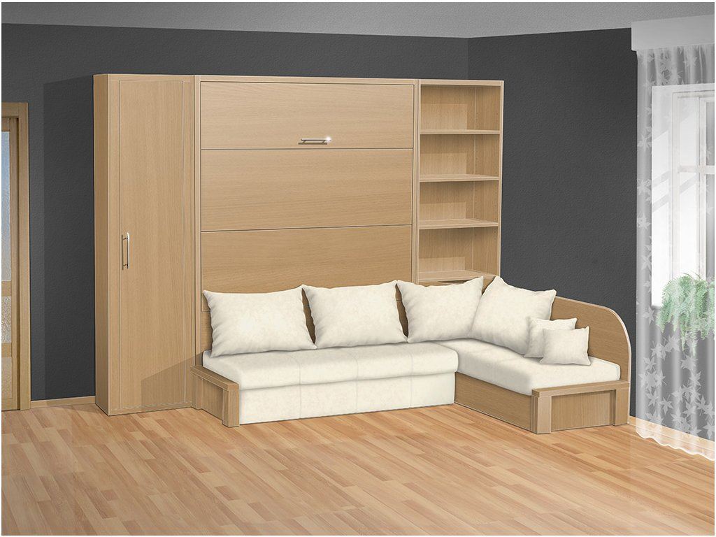 Výklopná sklápěcí postel s rohovou pohovkou a dvěma skříněmi Dagmar ...